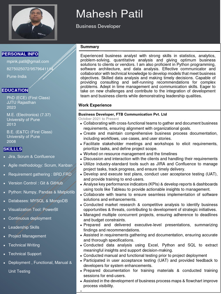 Mahesh CV | PDF | Scrum (Software Development) | Data
