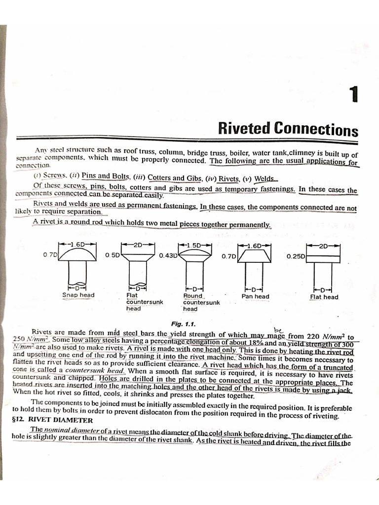 Rivet Types, Diameter, Pitch, Edge | PDF