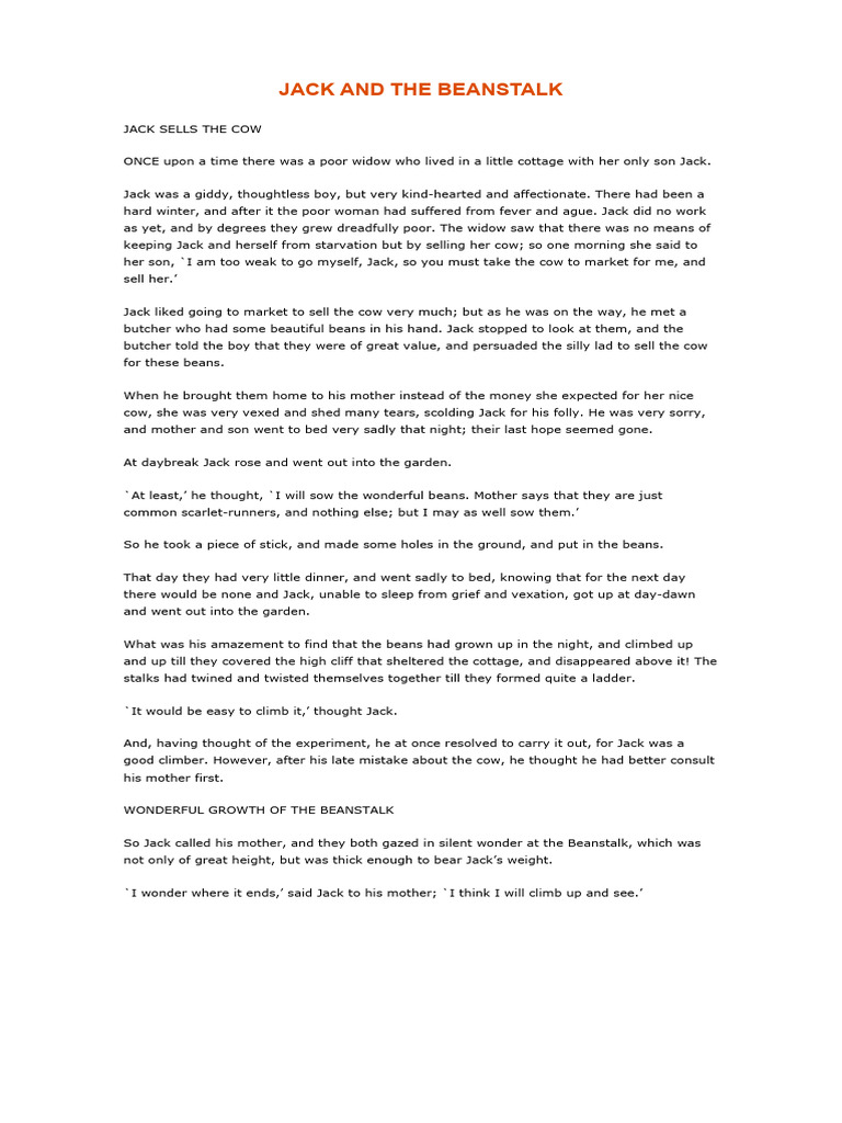 JACK AND THE BEANSTALK | PDF