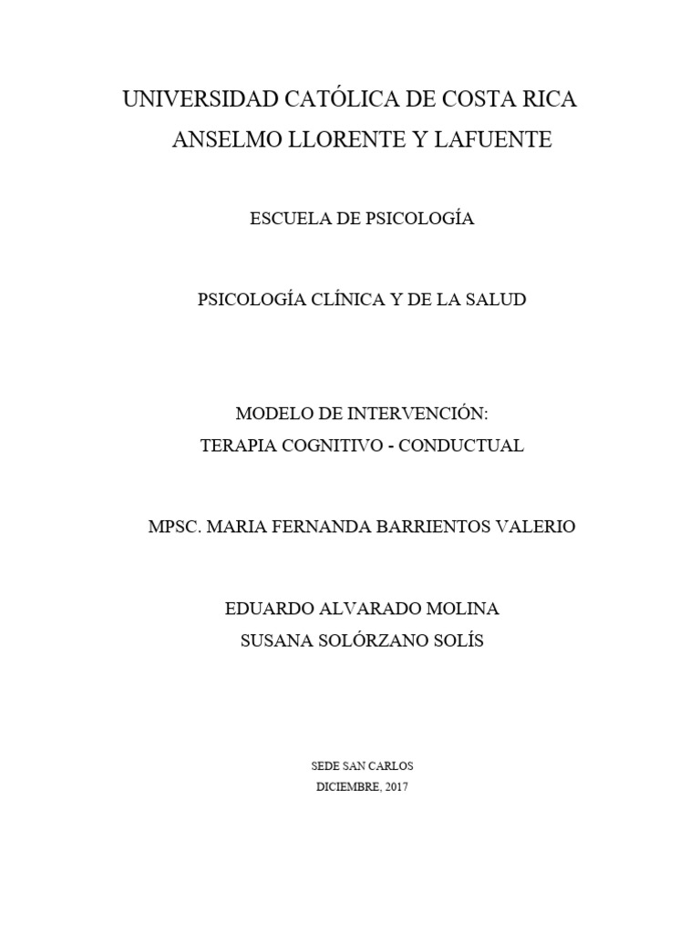 Terapia Cognitiva Conductual Pdf Terapia De Conducta Cognitiva 0002