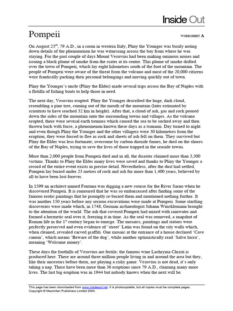 Pompeii Facts | PDF | Mount Vesuvius | Pompeii