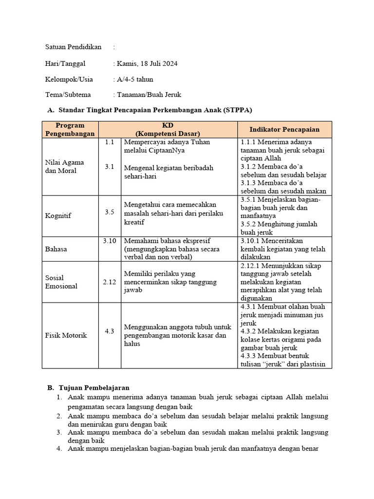 Micro Teaching (Tugas RPPH Uts) | PDF