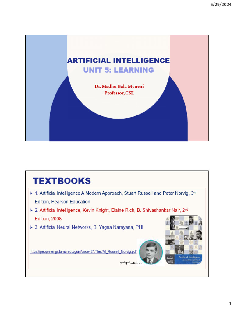 Ai - Unit 5 - PPT - MMB | PDF | Learning | Artificial Neural Network