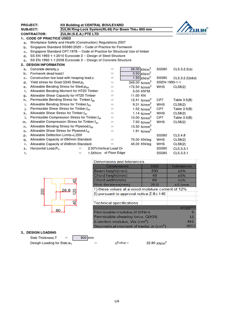 4.calculation - ZULIN RL48 For Beam 800mm | PDF | Bending | Physical ...