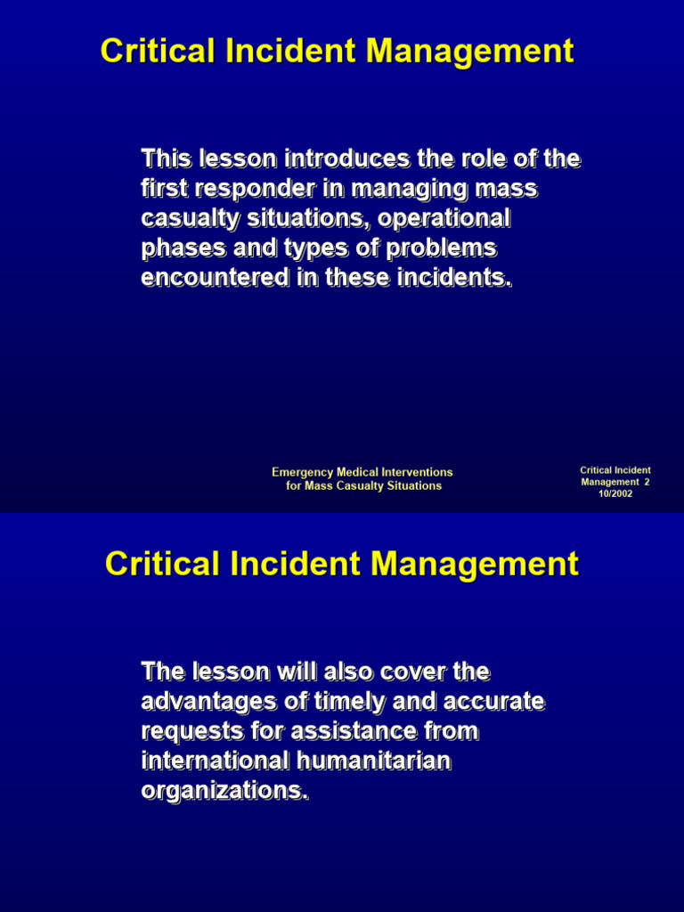 2. Critical Incident Management | PDF | Emergency | Humanitarian Aid