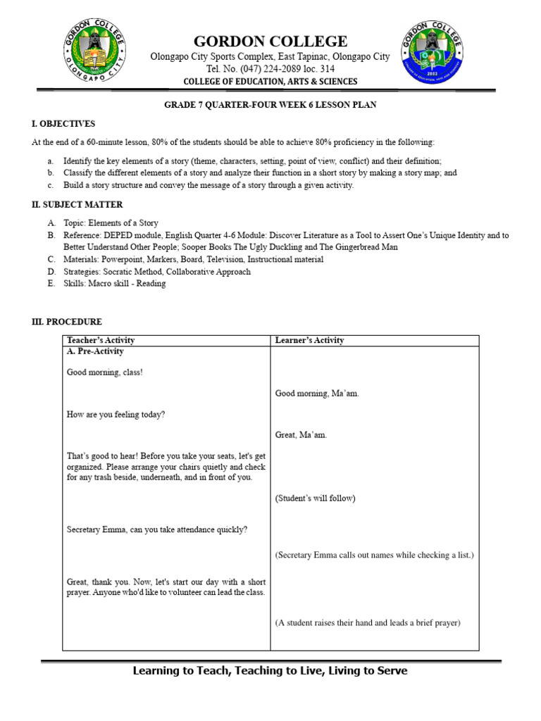 Group 1 Bsed e 1F Edu018 Detailed Lesson Plan | PDF | Narration