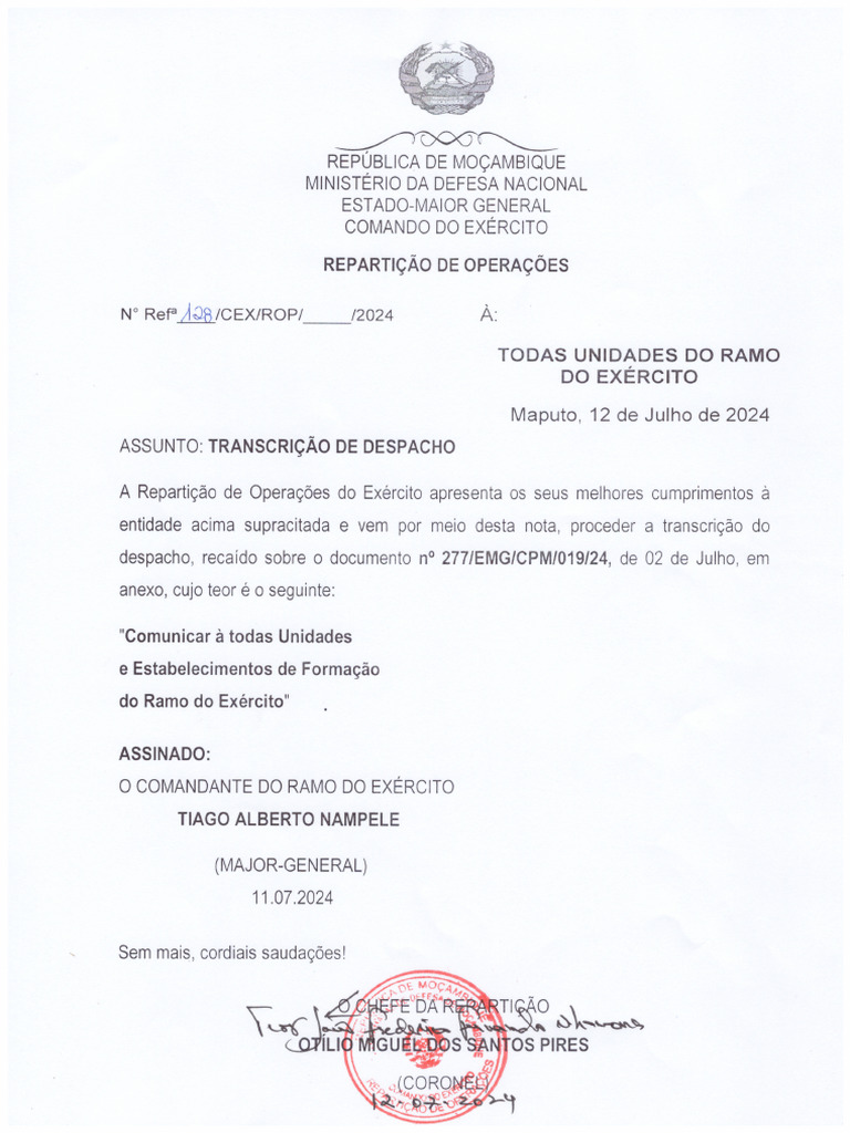 Transcricao Do Despacho Sobre Ordem e Disciplina Nas Fadm | PDF