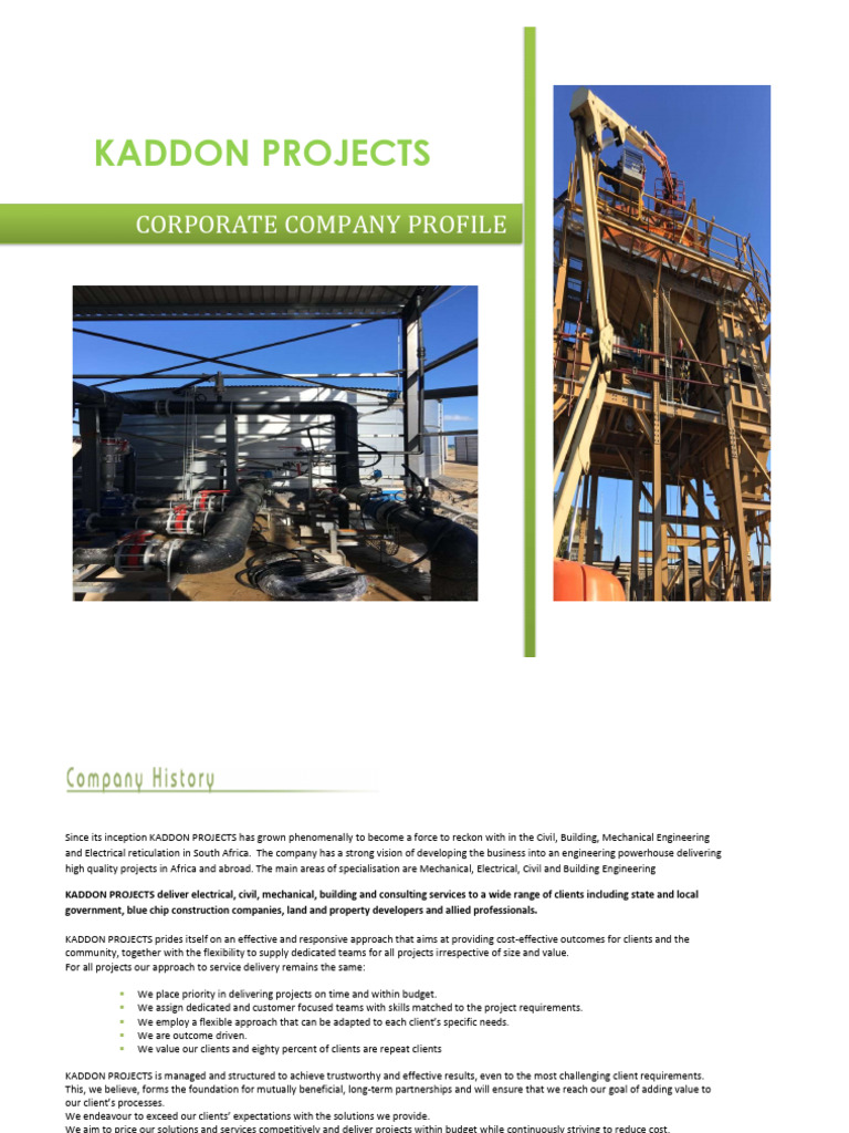 Kaddon Projects - Company Profile | PDF | Engineering | Stormwater