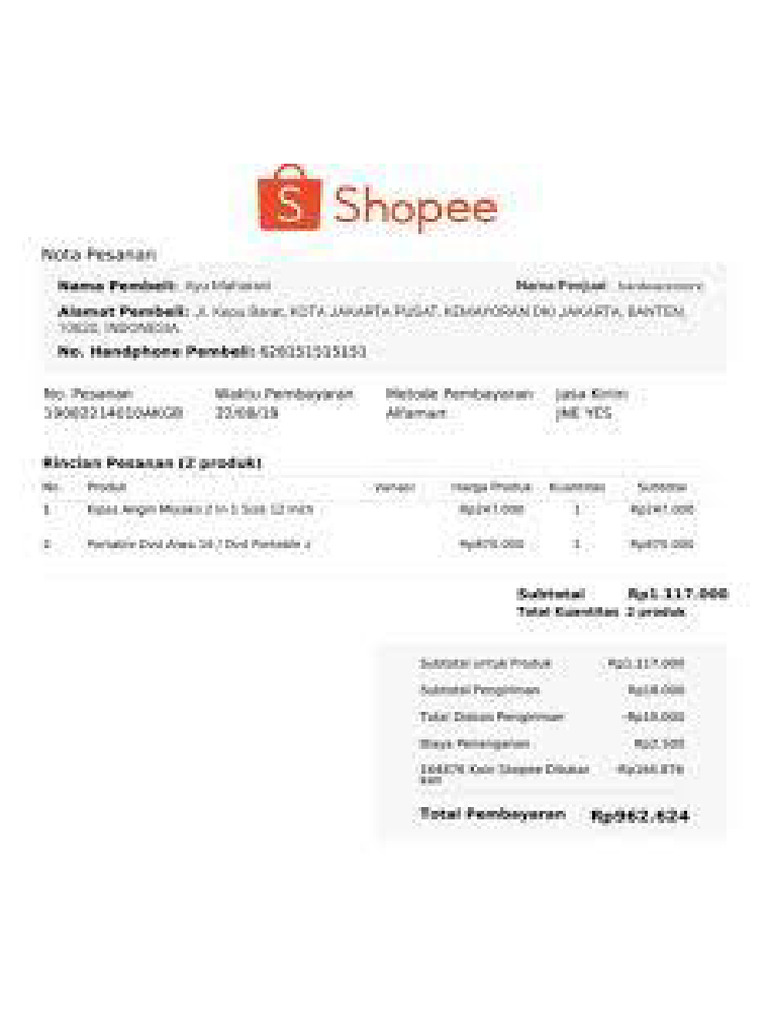 Invoice Shoopee | PDF