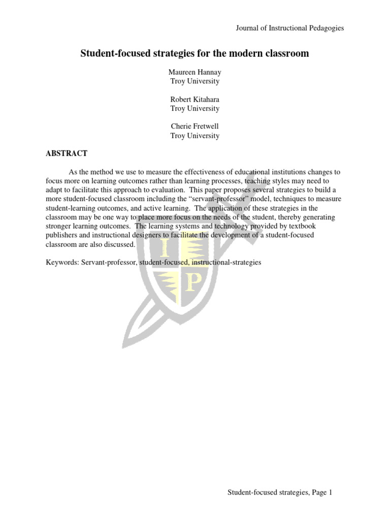 Student Focussed Classroom | PDF | Servant Leadership | Learning
