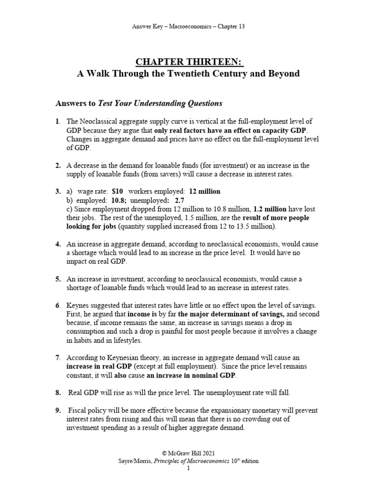 Macroeconomics Chapter 13 Answer Key | PDF | Full Employment ...
