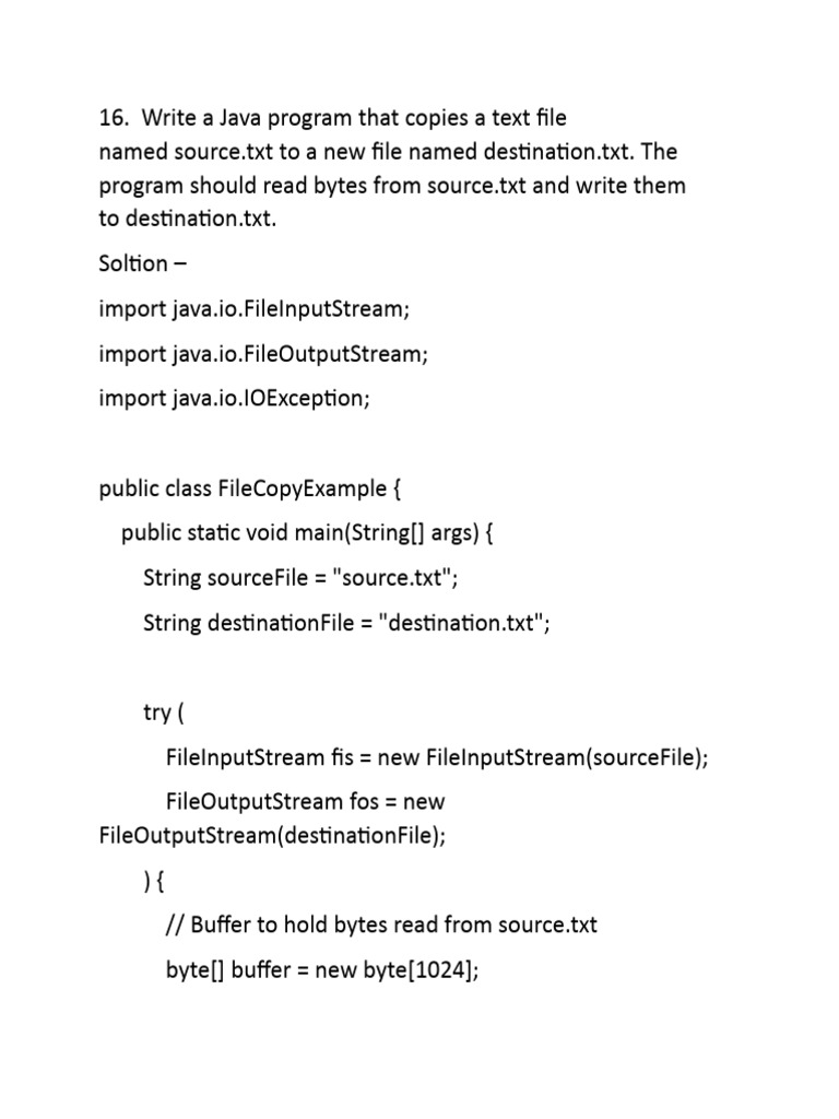 Java File Copy Program Example | PDF | Computers