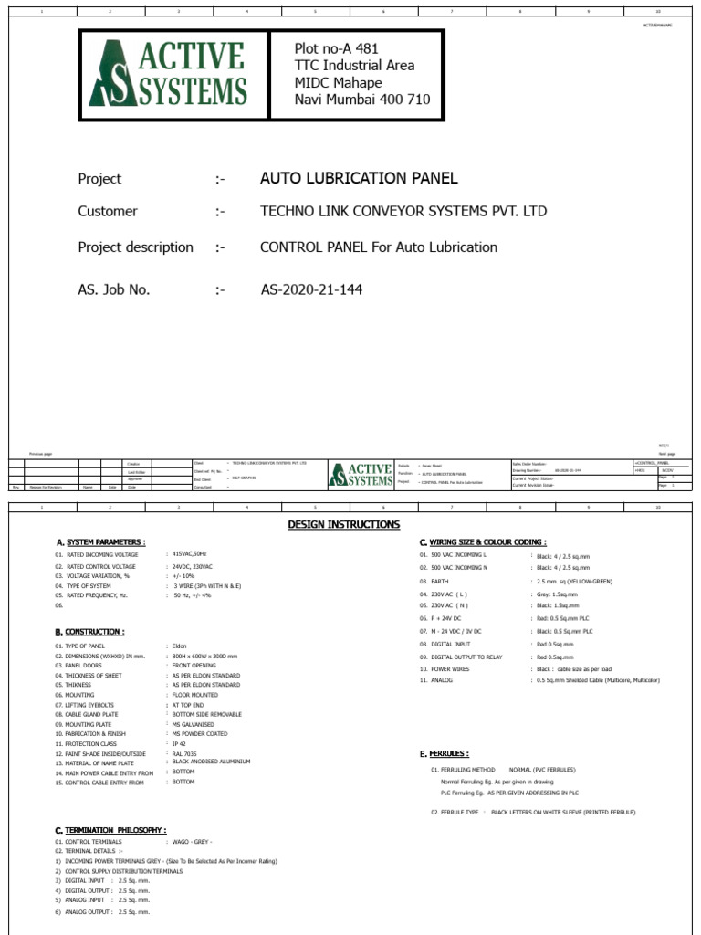 Auto Lubrication Control Panel Design | PDF | Alternating Current ...