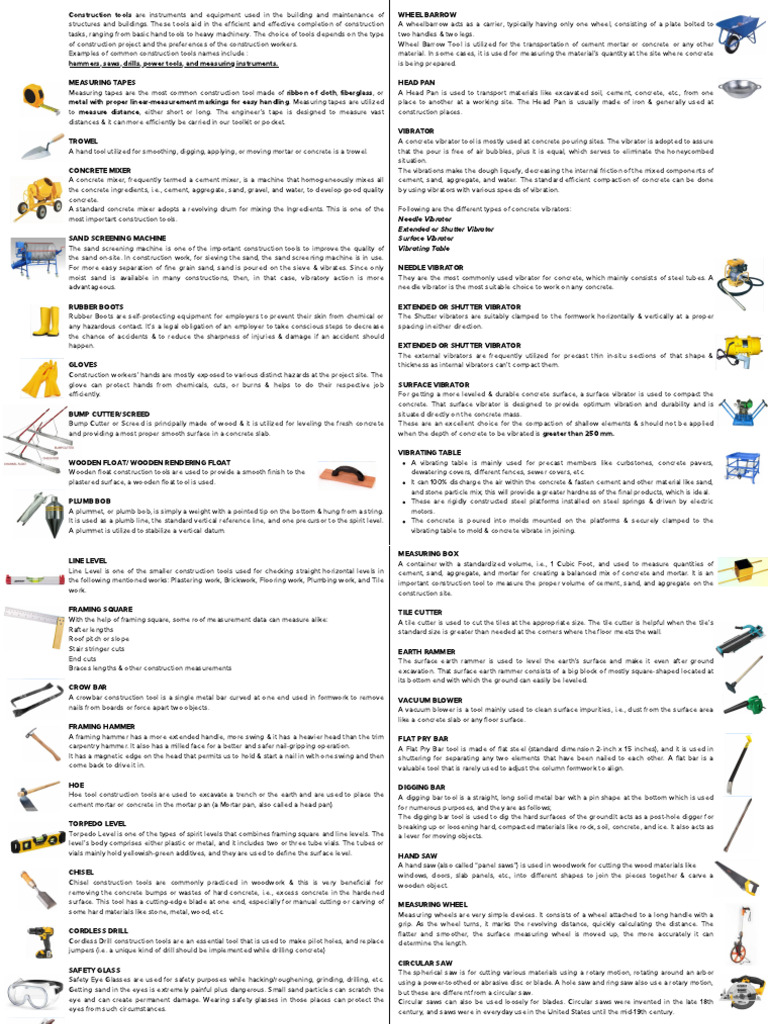 Construction Tools | PDF | Concrete | Tools