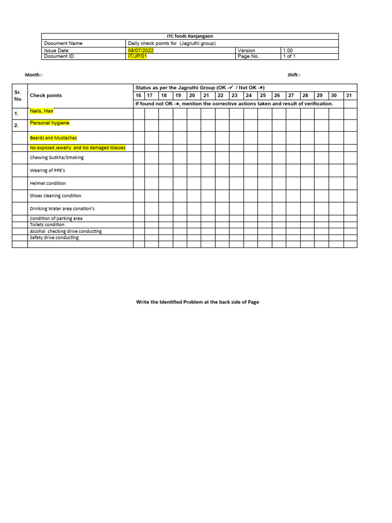 Jagruthi Group Check List | PDF