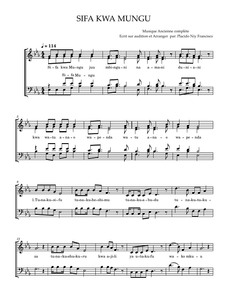 Sifa Kwa Mungu Juu Mbinguni | PDF