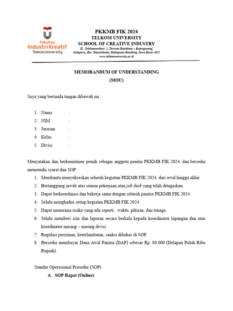 PAKTA INTEGRITAS PKKMB FIK 2024.docx Fix | PDF | Hukum