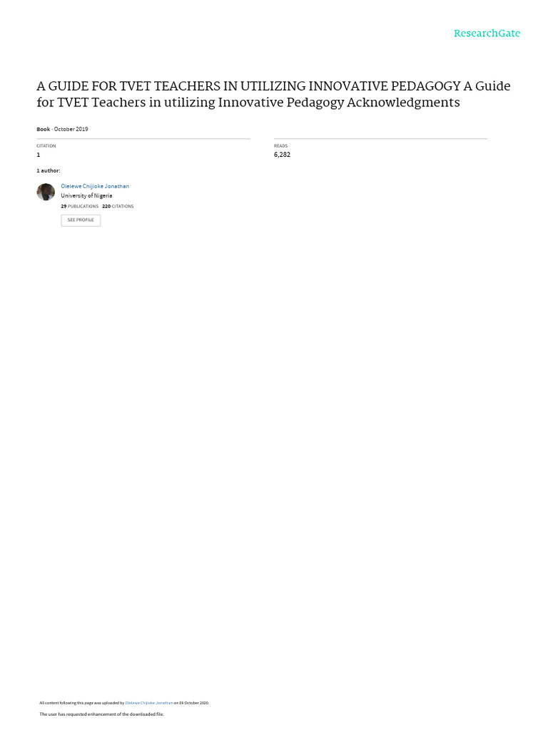 Methods For Tvet | PDF | Learning | Pedagogy