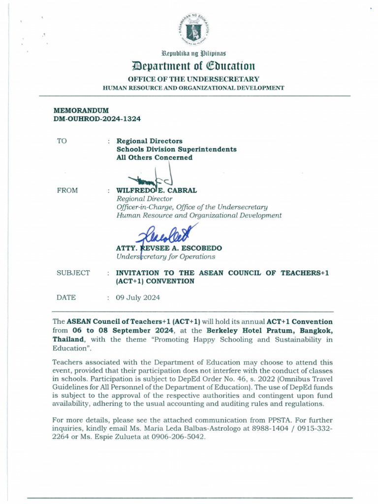 DM-OUHROD-2024-1324. INVITATION TO THE ASEAN COUNCIL OF TEACHERS ...