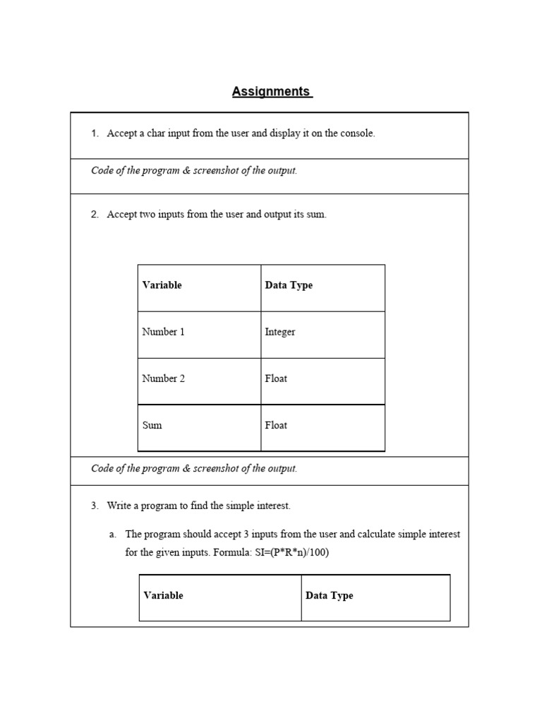 Week 0.1 - Assignments | PDF | Data Type | Interest