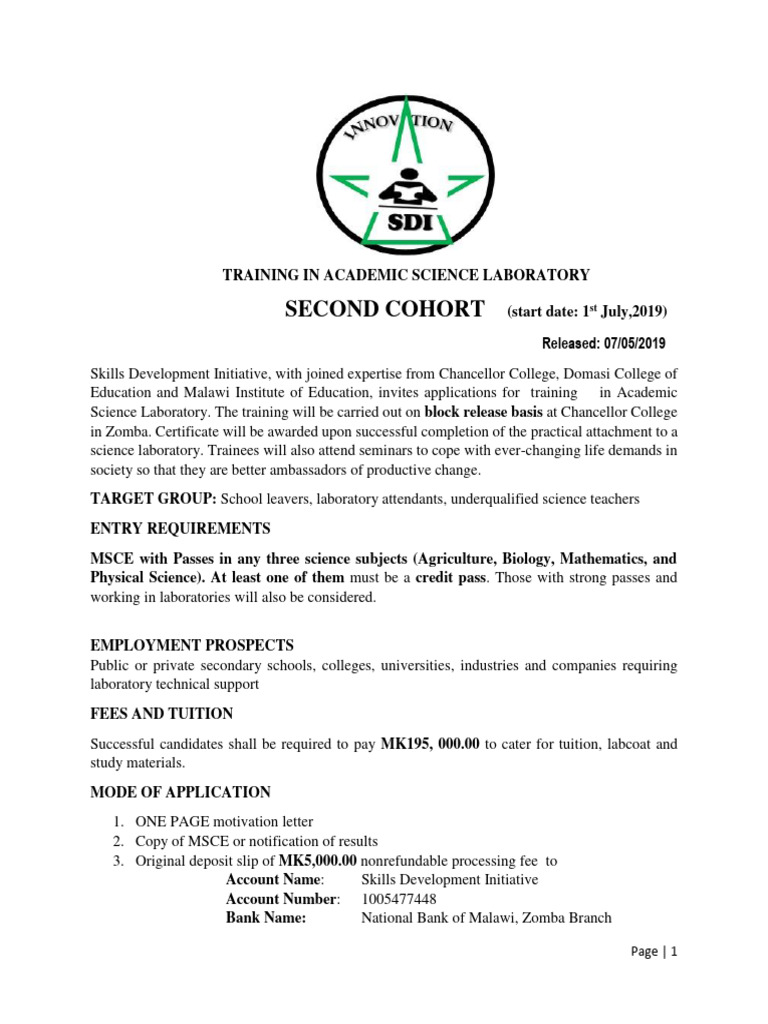 Advert For 2019 TASL Second Cohort | PDF