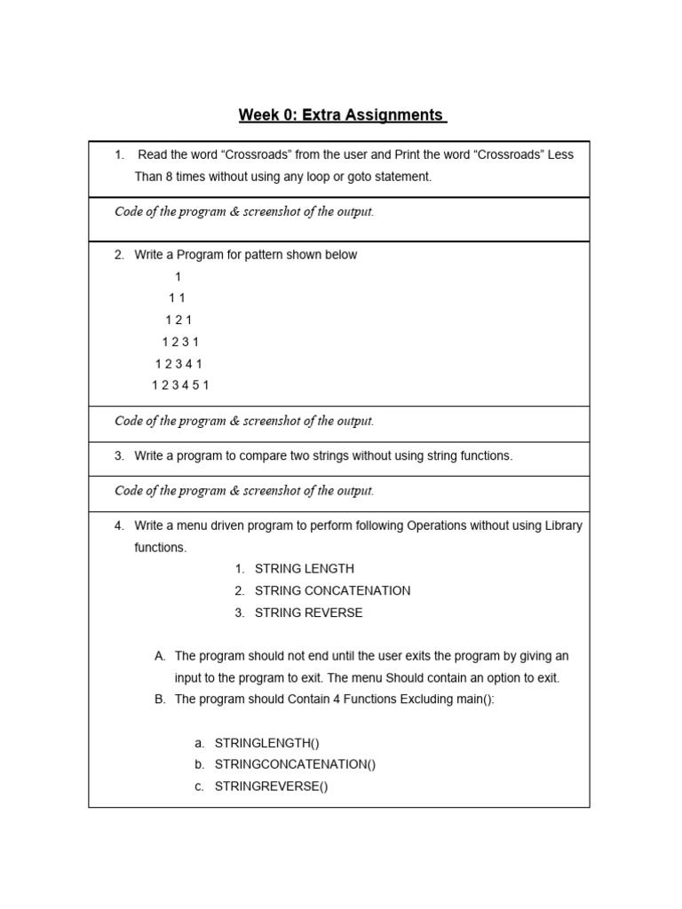 Week 0.1 - Extra Assignment | PDF | String (Computer Science) | Numbers