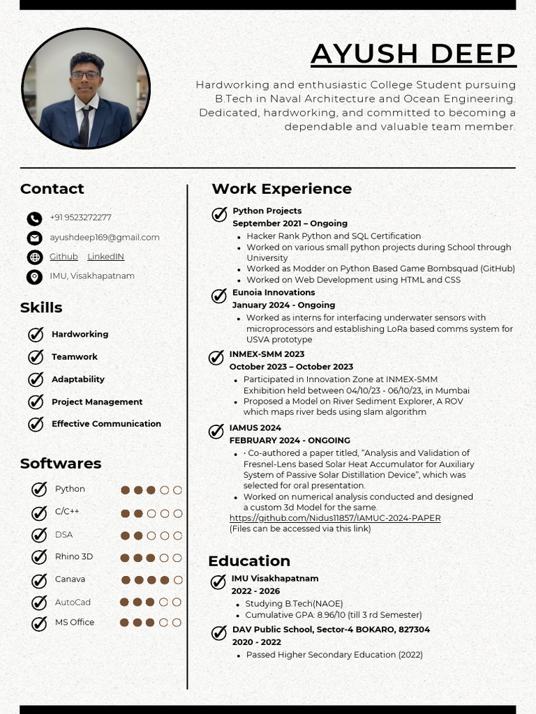 Resume Ayush Deep | PDF | Computing