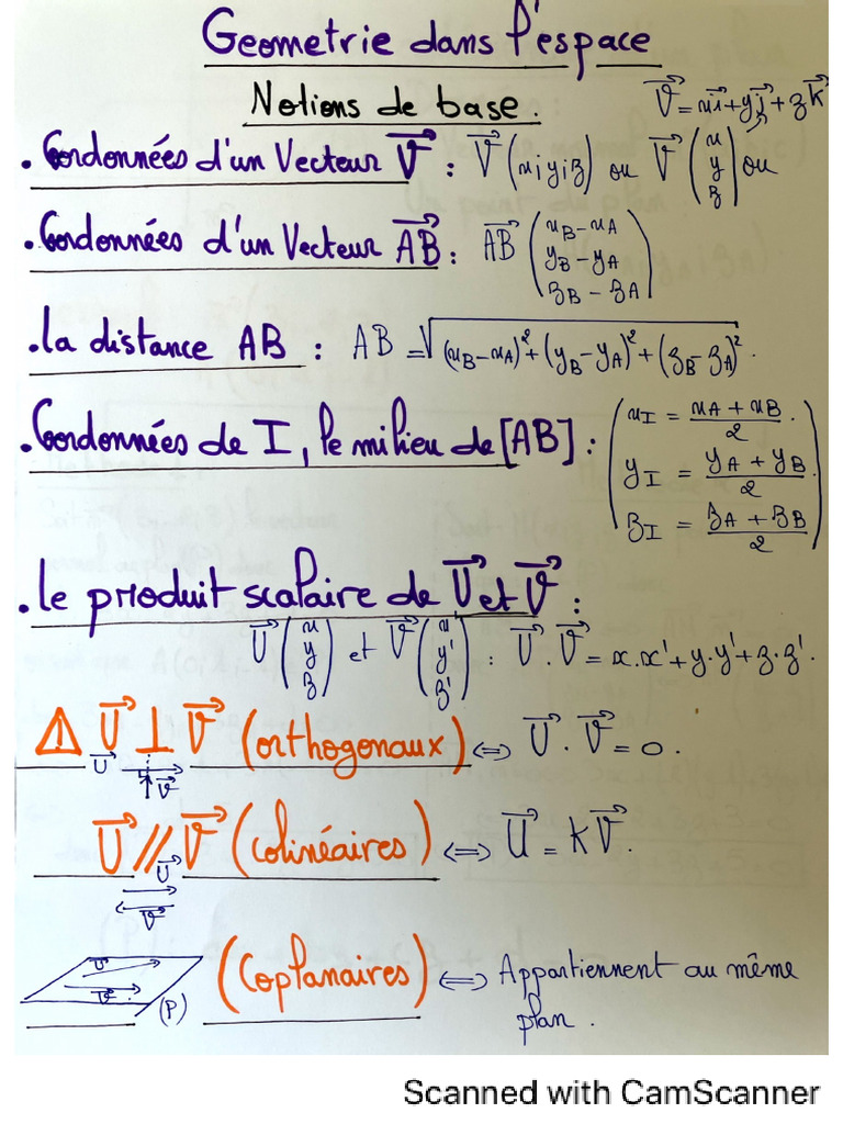 Geometrie Dans L'espace Cours Detailles | PDF