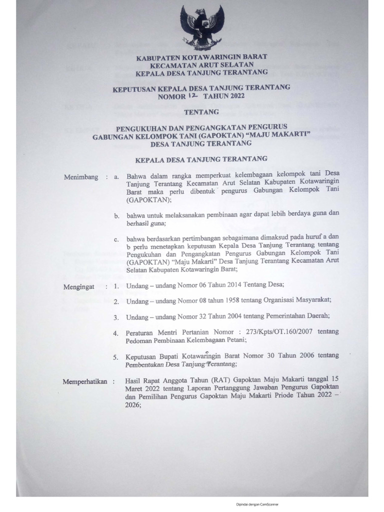 Sk Pengukuhan Dan Pengangkatan Pengurus Gabungan Kelompok Tani Maju ... Sk Pengukuhan Dan Pengangkatan Pengurus Gabungan Kelompok Tani Maju ...