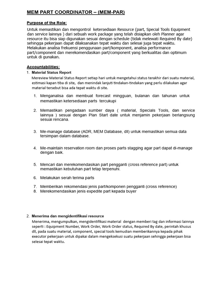 Tugas Mem Part Coordinator | PDF