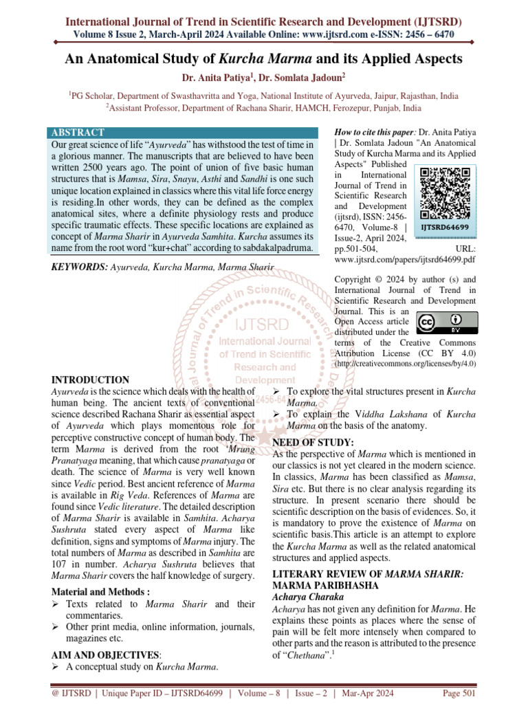 An Anatomical Study of Kurcha Marma and its Applied Aspects | Download ...
