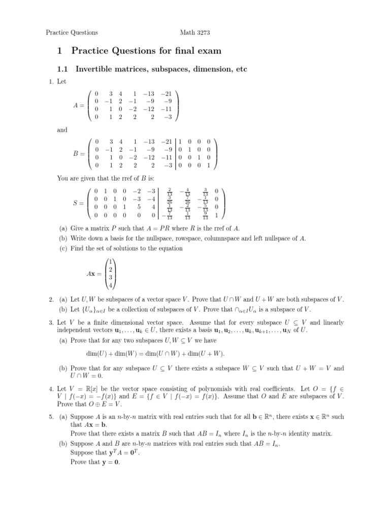 Mathematics for A+ students | PDF | Matrix (Mathematics) | Linear Subspace