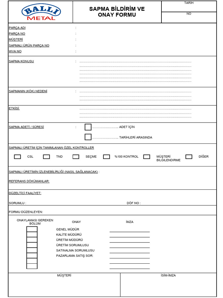 F064 - Sapma Formu | PDF