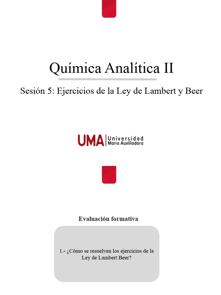 Clase 5 Led Ejercicios de La Ley de Lambert Beer | PDF