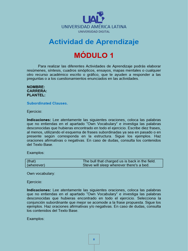 Actividad de Aprendizaje M1 | PDF