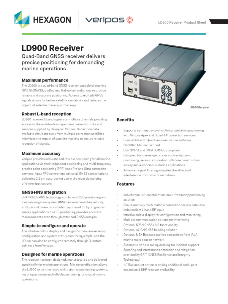 Veripos Ld900 Product Sheet | PDF | Telecommunications Engineering | Wireless