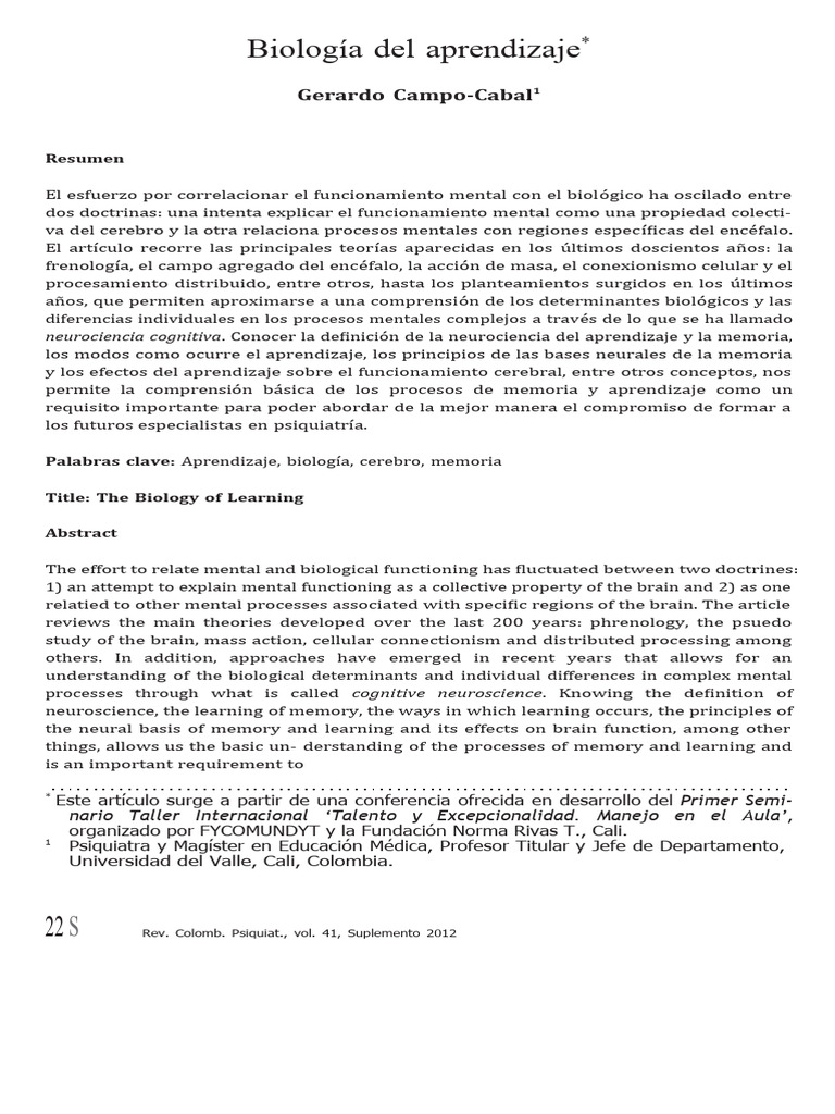 APRENDIZAJE | Descargar gratis PDF | Memoria | Aprendizaje