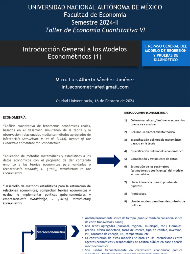 Repaso Econometría | PDF | Mínimos cuadrados ordinarios | Análisis de regresión