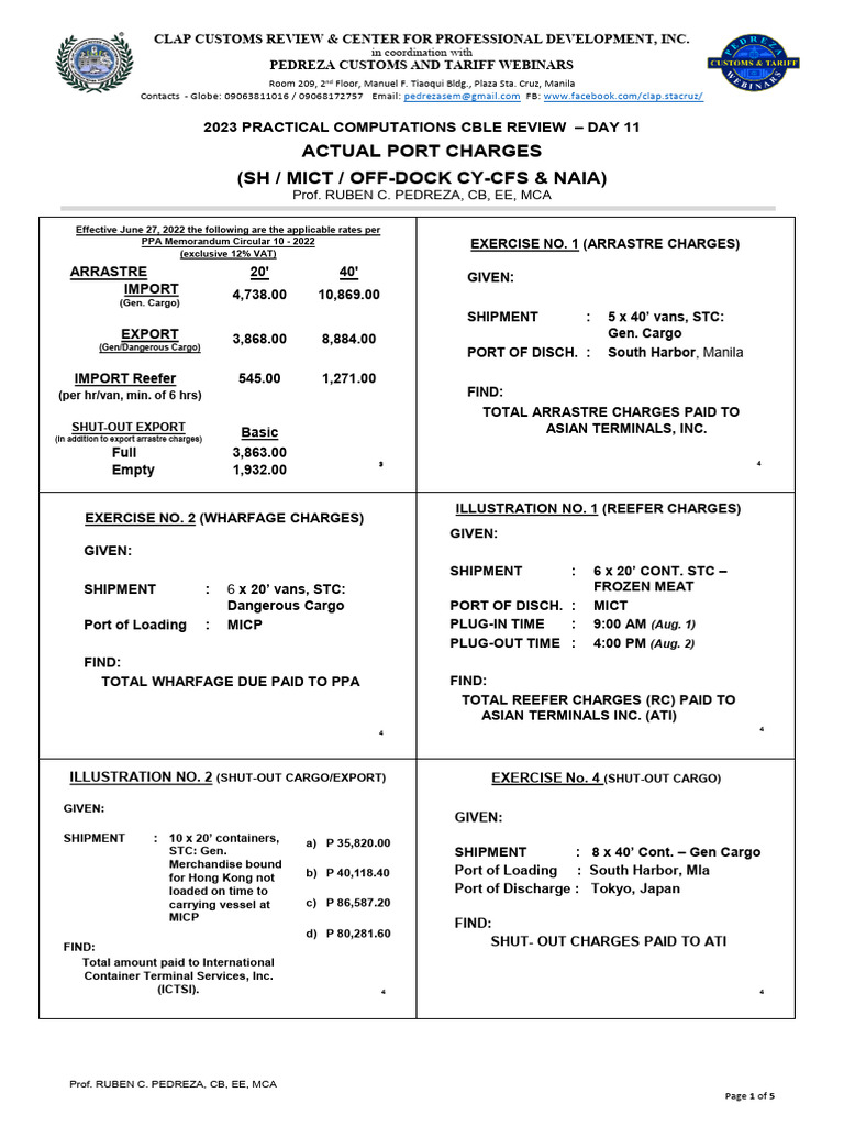 Actual Port Charges | PDF | Cargo | Freight Transport