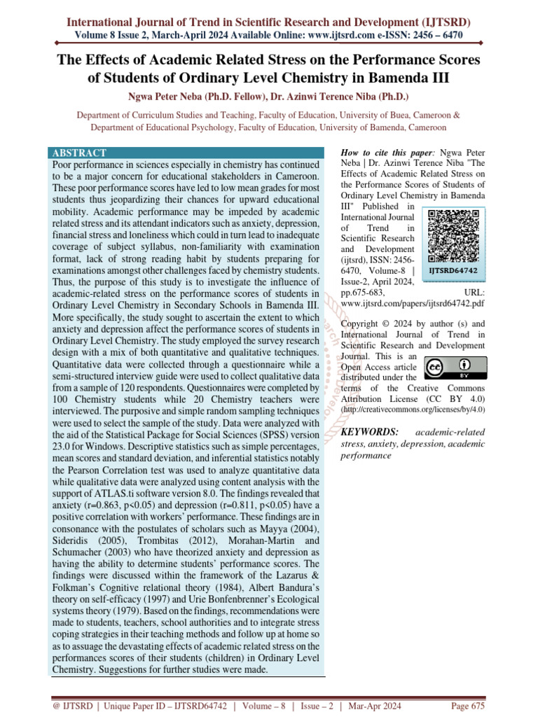 The Effects of Academic Related Stress On The Performance Scores of ...