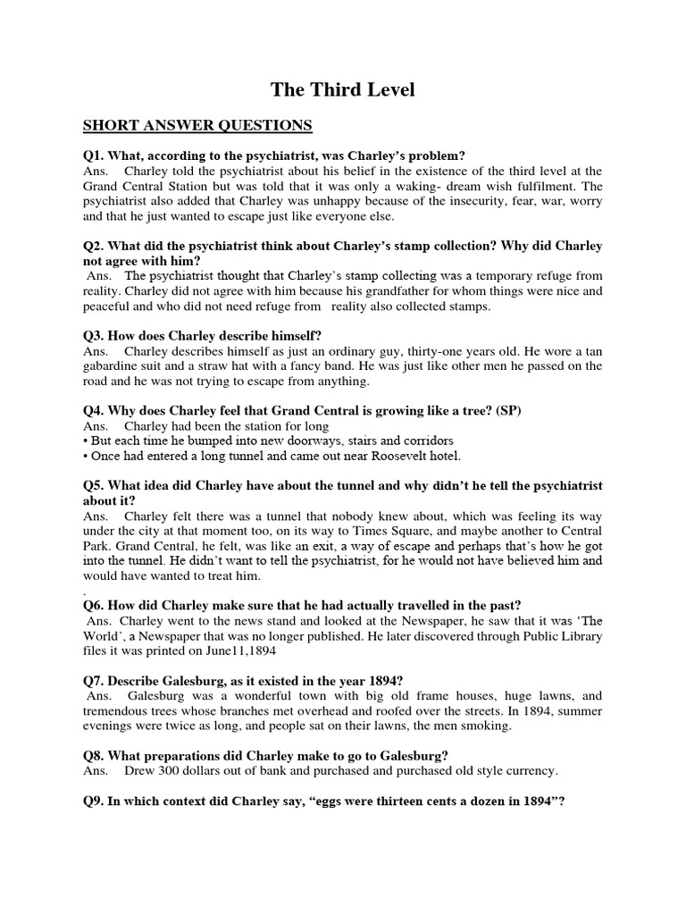 The Third Level Class 12 | PDF | Philately | Mind