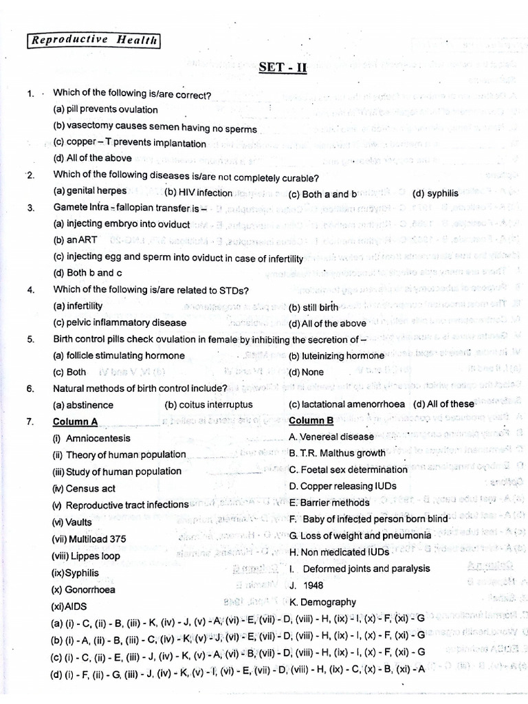 Reproductive Health 2 (NEET-MCQ) | PDF