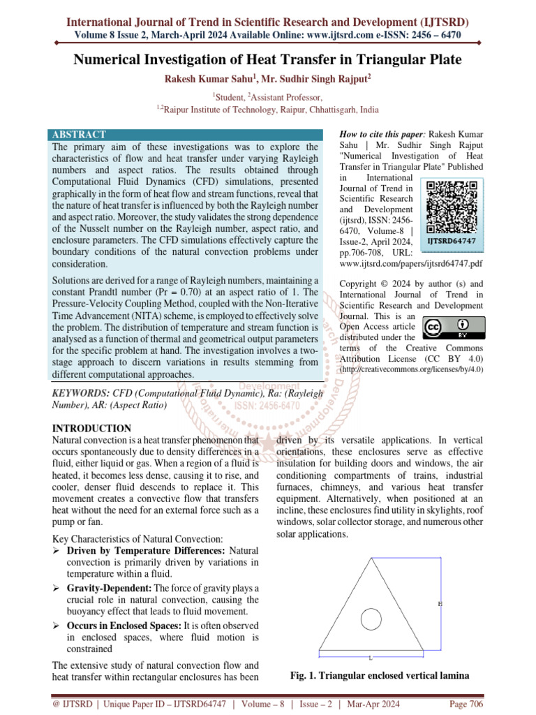 Numerical Investigation of Heat Transfer in Triangular Plate | PDF ...