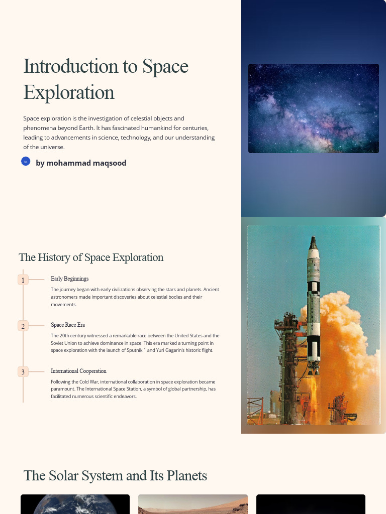 Introduction To Space Exploration | PDF | Space Exploration | Outer Space