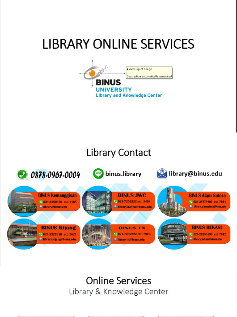 BINUS Library Online Services | PDF