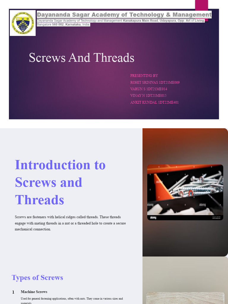 Threads and Screw | PDF | Screw | Metalworking