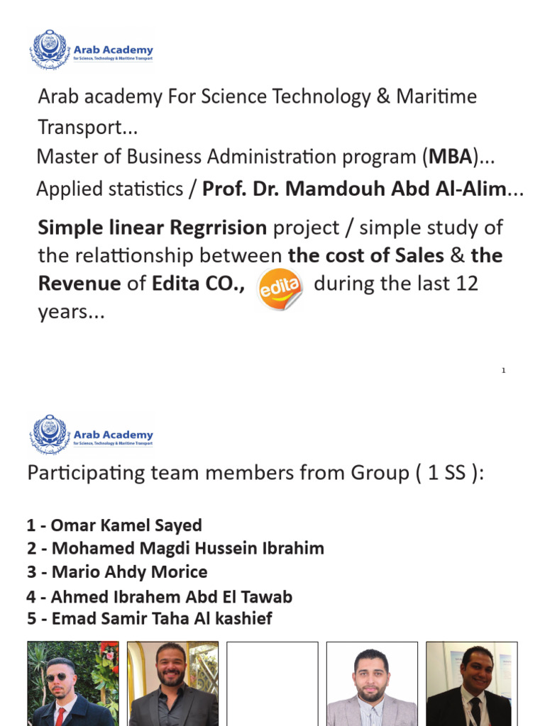 Edita Simple Linear Regression Revenue And Cost Of Sales 2 Pdf 8797