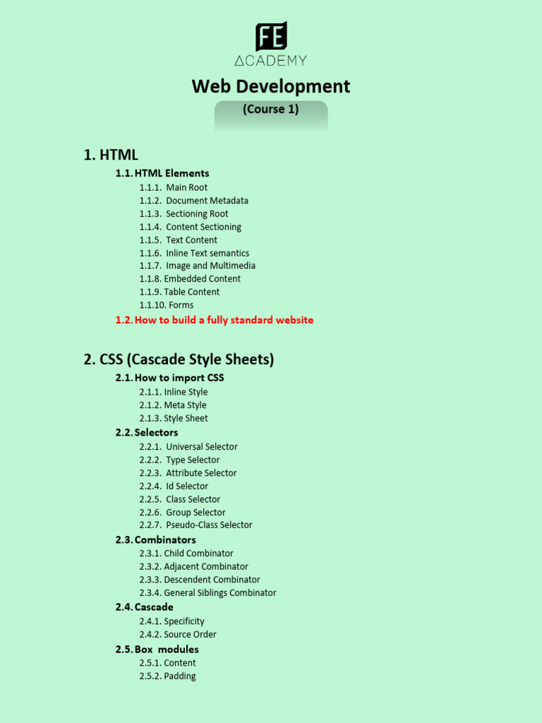 Web Development Content and Students Works | PDF