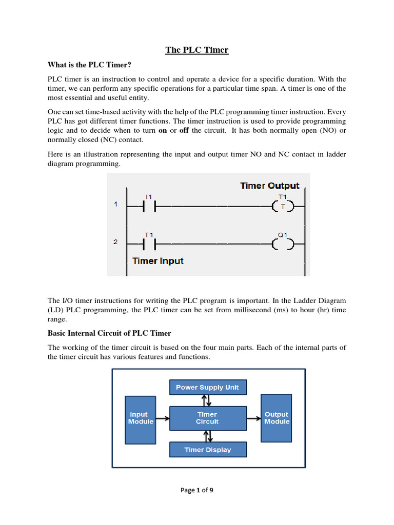 The PLC Timer | PDF | Programmable Logic Controller | Timer