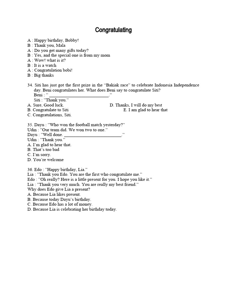 Congratulating Dan Compliment | PDF